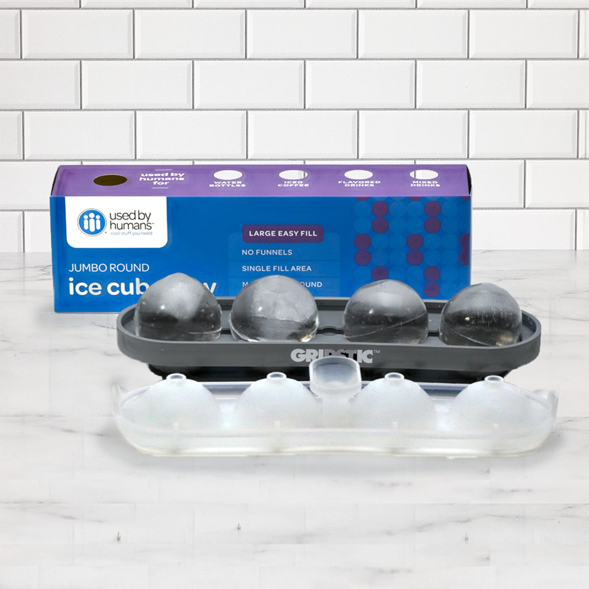 Silicone Ice Cube Tray Set of 3 - Makes (12) 2" Round Ice Balls — GRIPSTIC